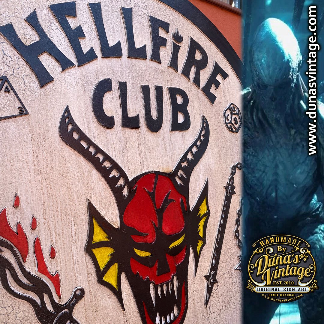 Cartel de Madera HELLFIRE CLUB. - Dunas vintage