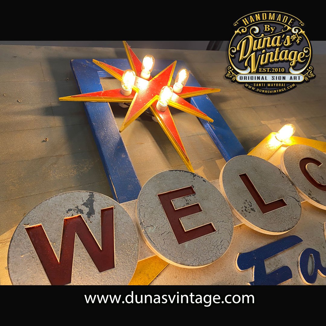 Cartel de Madera Welcome EVA&PABLO Wedding (LUGO) - Dunas vintage