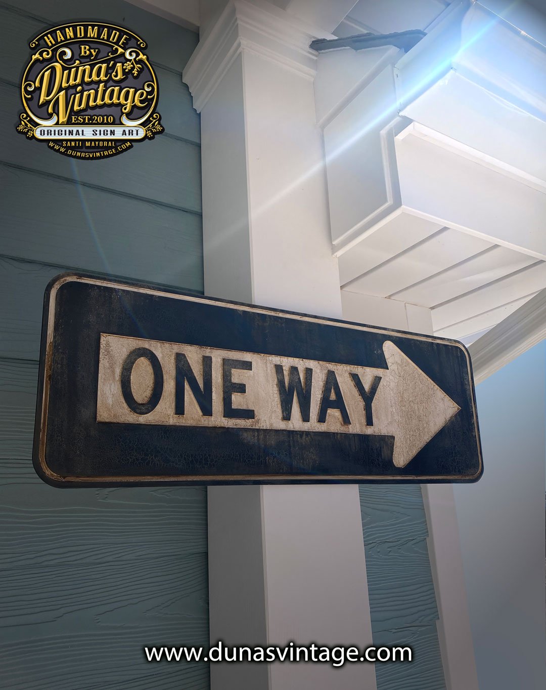 Placa de Madera ONE WAY tamaño 85x30cm - Dunas vintage