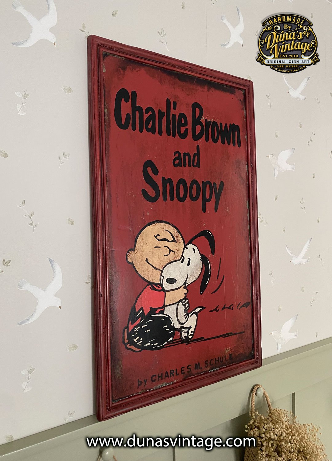 Cartel de Madera Charlie Brown and Snoopy - Dunas vintage