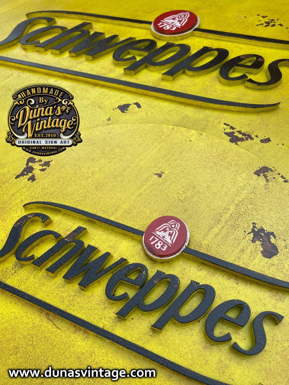Carteles de Madera efecto Óxido Schweppes. - Dunas vintage