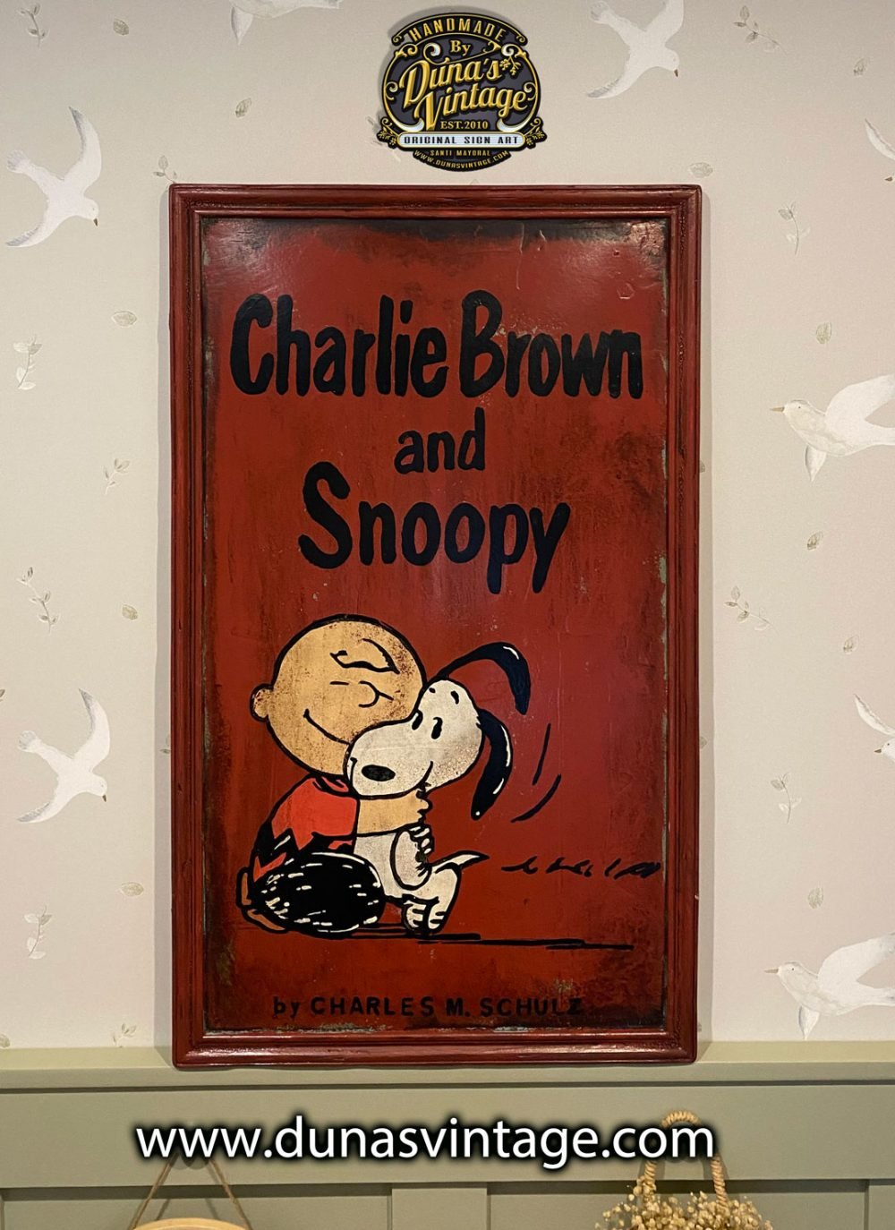 Cartel de Madera Charlie Brown and Snoopy - Dunas vintage