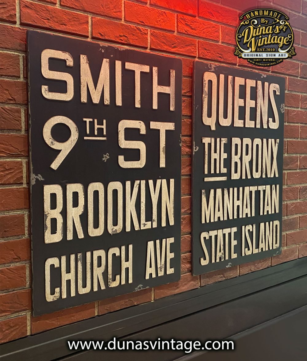 Carteles de madera con relieve NYC Subway Sign Smith 9th Street ...